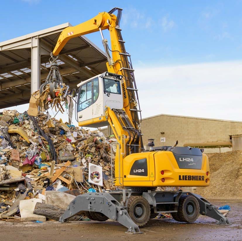 What is a wheeled material handler machine?